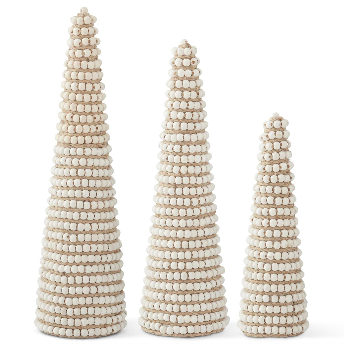 Jute Cone Trees with White Beads — Finishing Touches